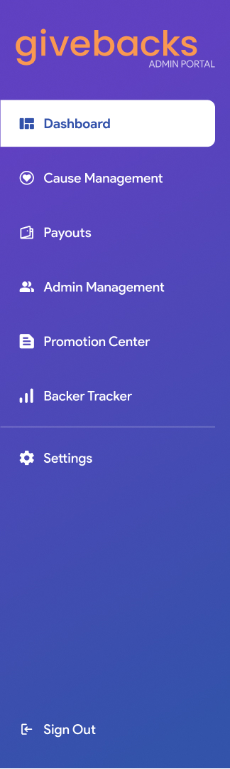 Givebacks Cause Admin - Manage Your Cause